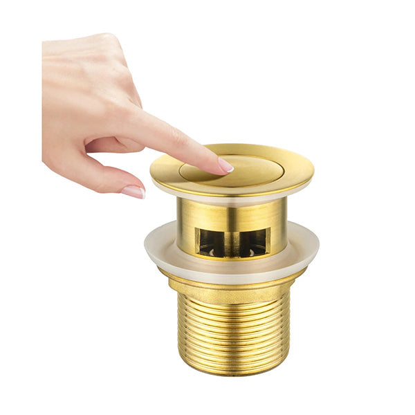 32 X 40Mm Basin Pop Up Waste Plug With Overflow Solid Brass Gold ...