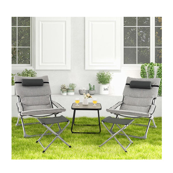 5 Piece Patio Sling Chair Set With Ottoman Coffee Table For Garden ...