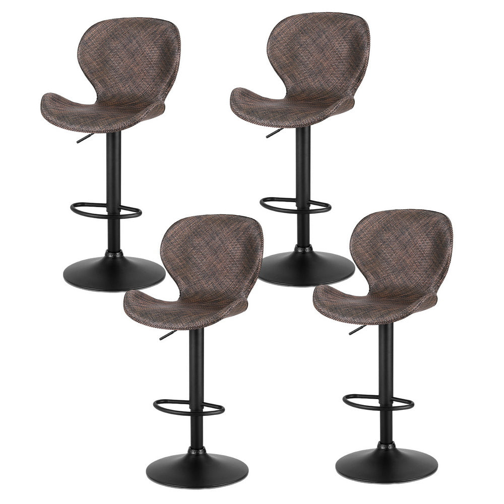 4x Bar Stools Kitchen Swivel Gas Lift Counter Chair Wing PE Rattan Bro ...