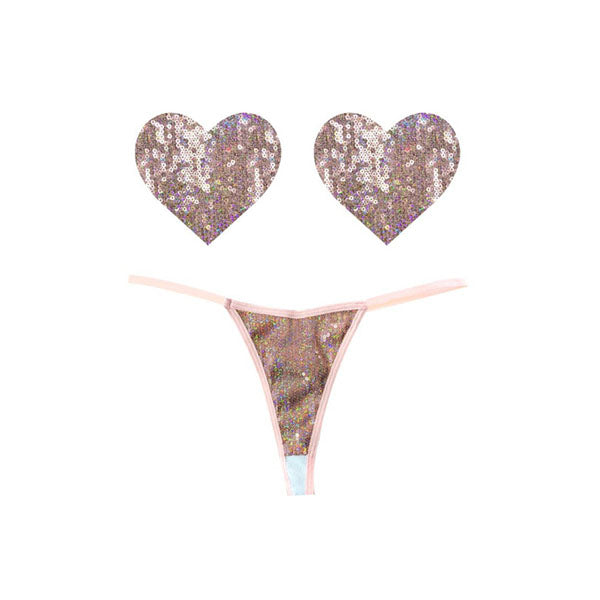 Sequin G String And Heart Pastie 2 Pc Set – Simply Wholesale