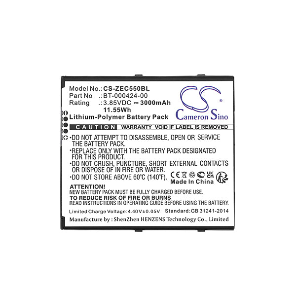 Cameron Sino Cs Zec550Bl 3000Mah Battery For Zebra Barcode Scanner ...