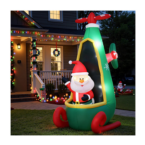Christmas Inflatable Santa In Helicopter Led Illuminated Decorations ...