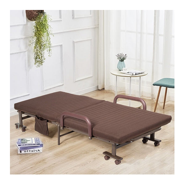 Folding Single Guest Bed With Mattress And Metal Frame – Simply Wholesale