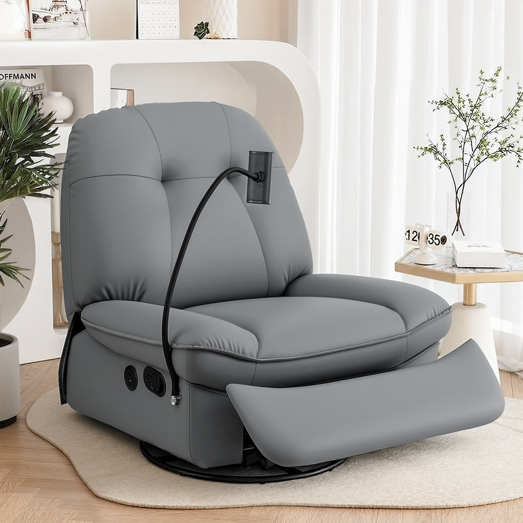 Manual Swivel Rocker Recliner with USB Ports Rocking Chair Nursery Sof ...