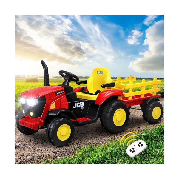 XL Kids Ride On Tractor 12V with Trailer Remote Red – Simply Wholesale
