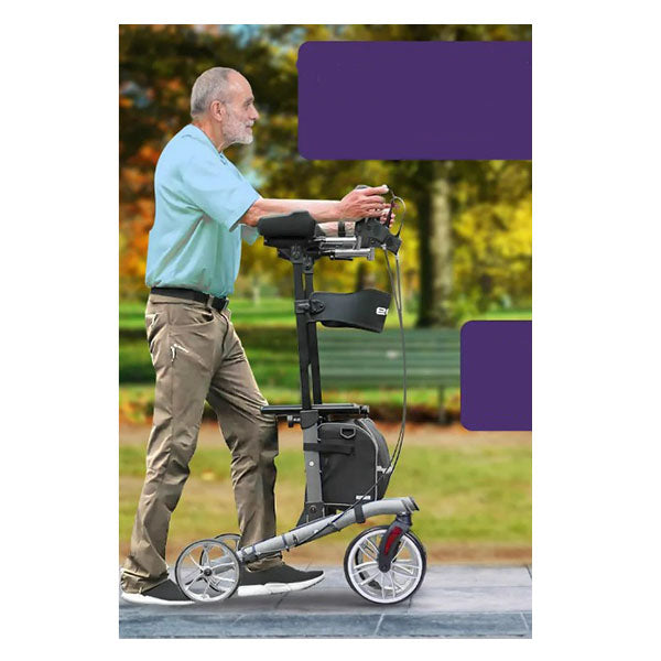 Upright Rollator Walker Forearm Rest Supports Mobilty Aid Seat Grey ...