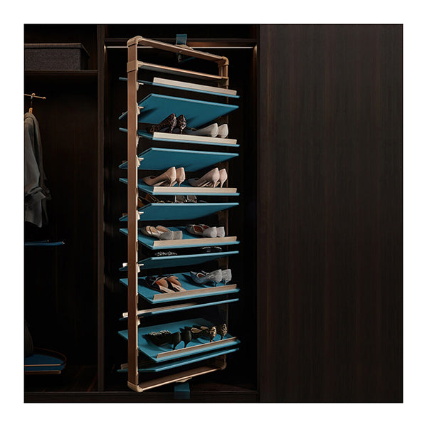 B Series Rotating Shoe Rack 12 Tier Cabinet Teal Finish – Simply Wholesale