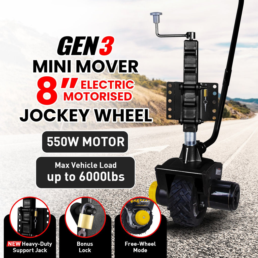 Gen3 Mini Mover 12V 550W Electric Motorised Jockey Wheel - Black ...