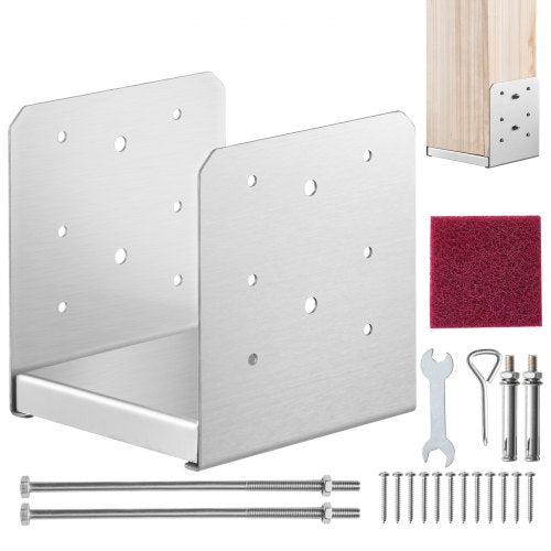 152.4x152.4 Post Base, 1Pcs Stainless Steel Adjustable Post Anchor Bra ...