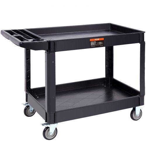 Utility Service Cart, 2 Shelf 550LBS Heavy Duty Plastic Rolling Utilit ...