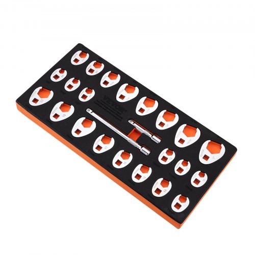 3/8" Drive Crowfoot Wrench Set with 2 Extension Bars, 24-Piece Crows F ...