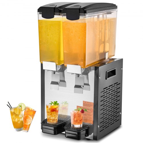Commercial Beverage Dispenser 10L x 2 Tanks Cold Juice Ice Drink Dispe ...
