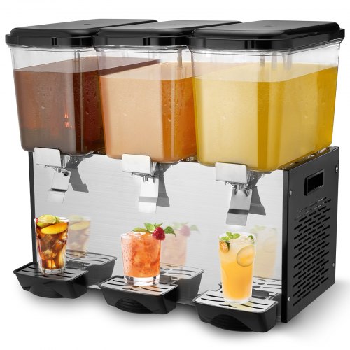 Commercial Beverage Dispenser 18L x 3 Tanks Cold Juice Ice Drink Dispe ...