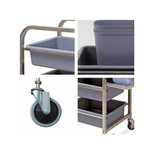 2 Pcs 3 Tier Food Waste Cart Five Buckets Kitchen Utility Square ...