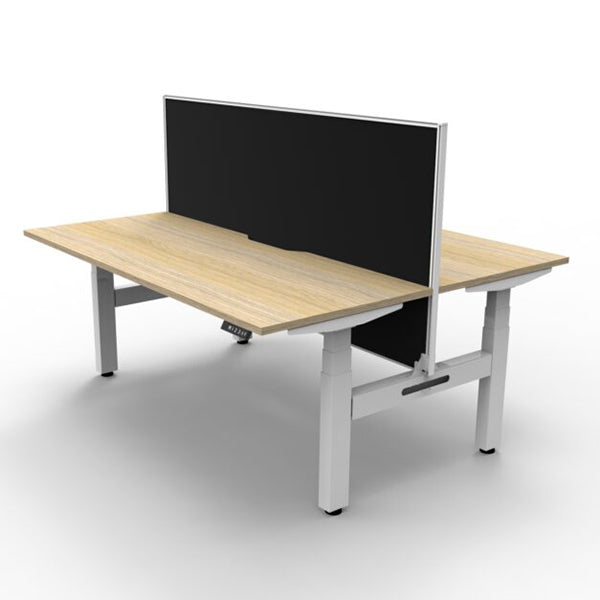 2Person Back To Back Workstation With Screen Natural Oak And White ...