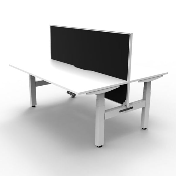 2Person Back To Back Workstation With Screen Natural White and White ...