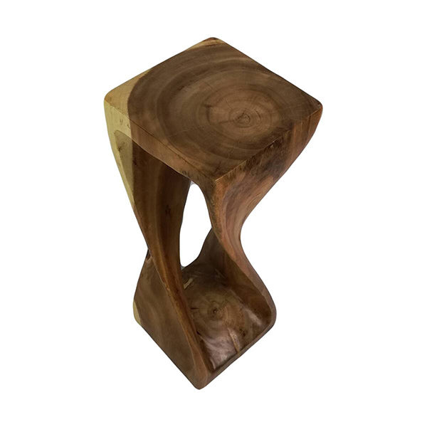 76Cm Twisted Stool Raintree Wood Side Table Clear Finish – Simply Wholesale
