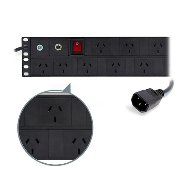 Serveredge 2Ru Basic 12 Port Pdu 3 Pin Aus Gpo C14 Plug Input 10A 240V ...