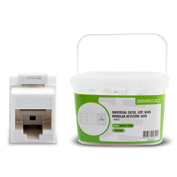 Serveredge Universal Cat5E Utp Rj45 Modular Keystone Jack White Pk 100 ...