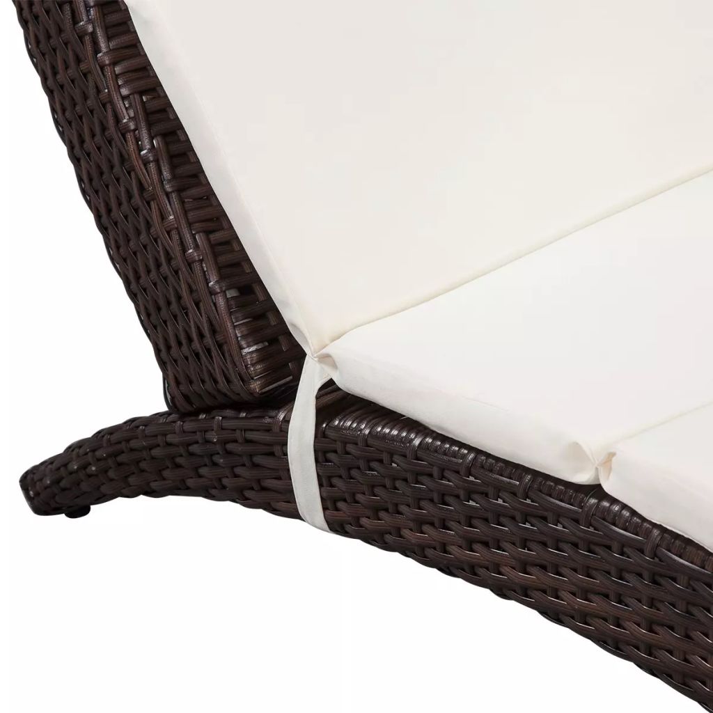 Poly Rattan Fold-able Sun Lounger With Cushion - Brown – Simply Wholesale