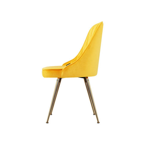 Set of 2 Yellow Velvet Dining Chairs With Metal Legs – Simply Wholesale