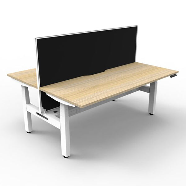 Workstation With Screen And Cable Tray Natural Oak And White – Simply ...